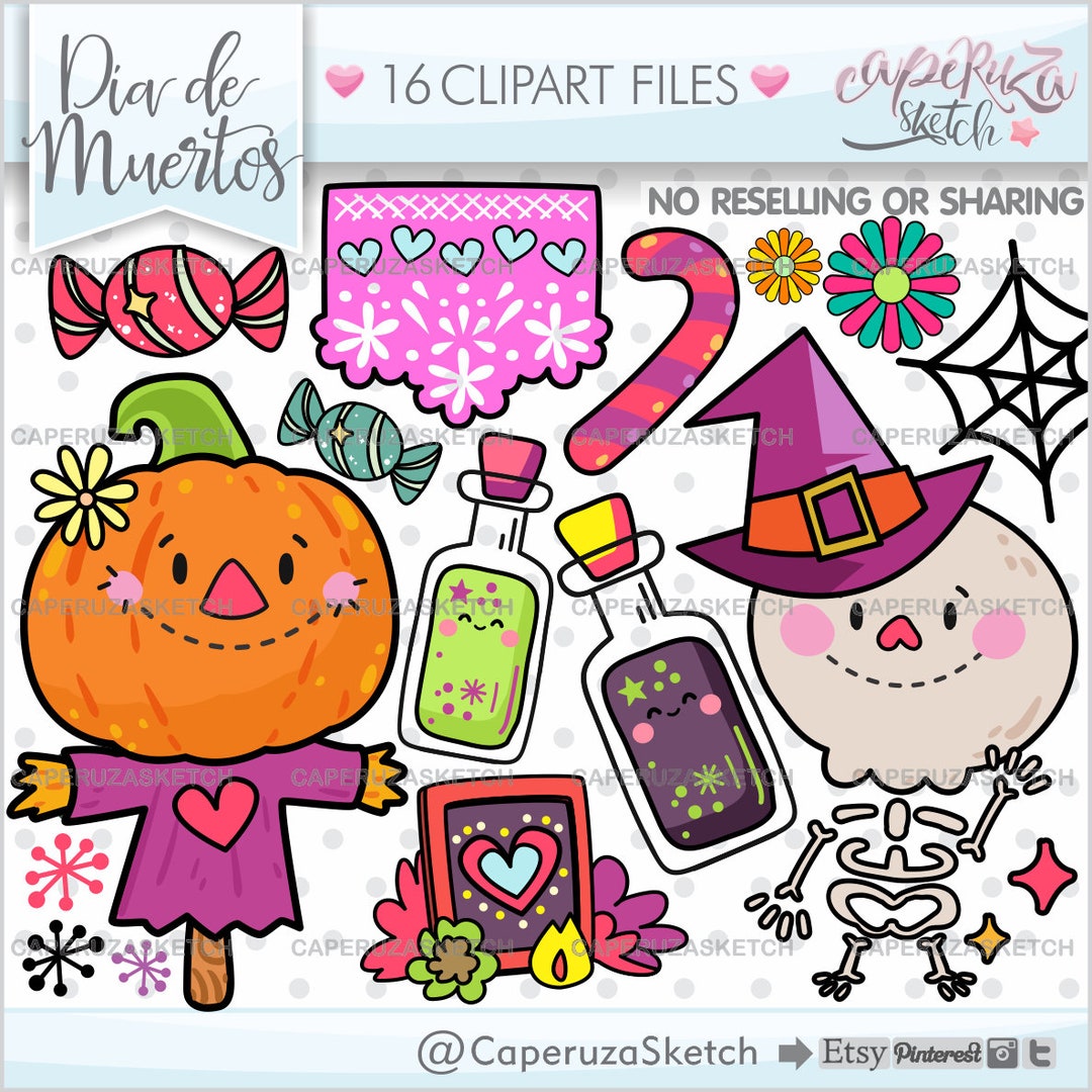 Dia De Los Muertos Clipart, Day of the Dead Clipart, COMMERCIAL USE ...