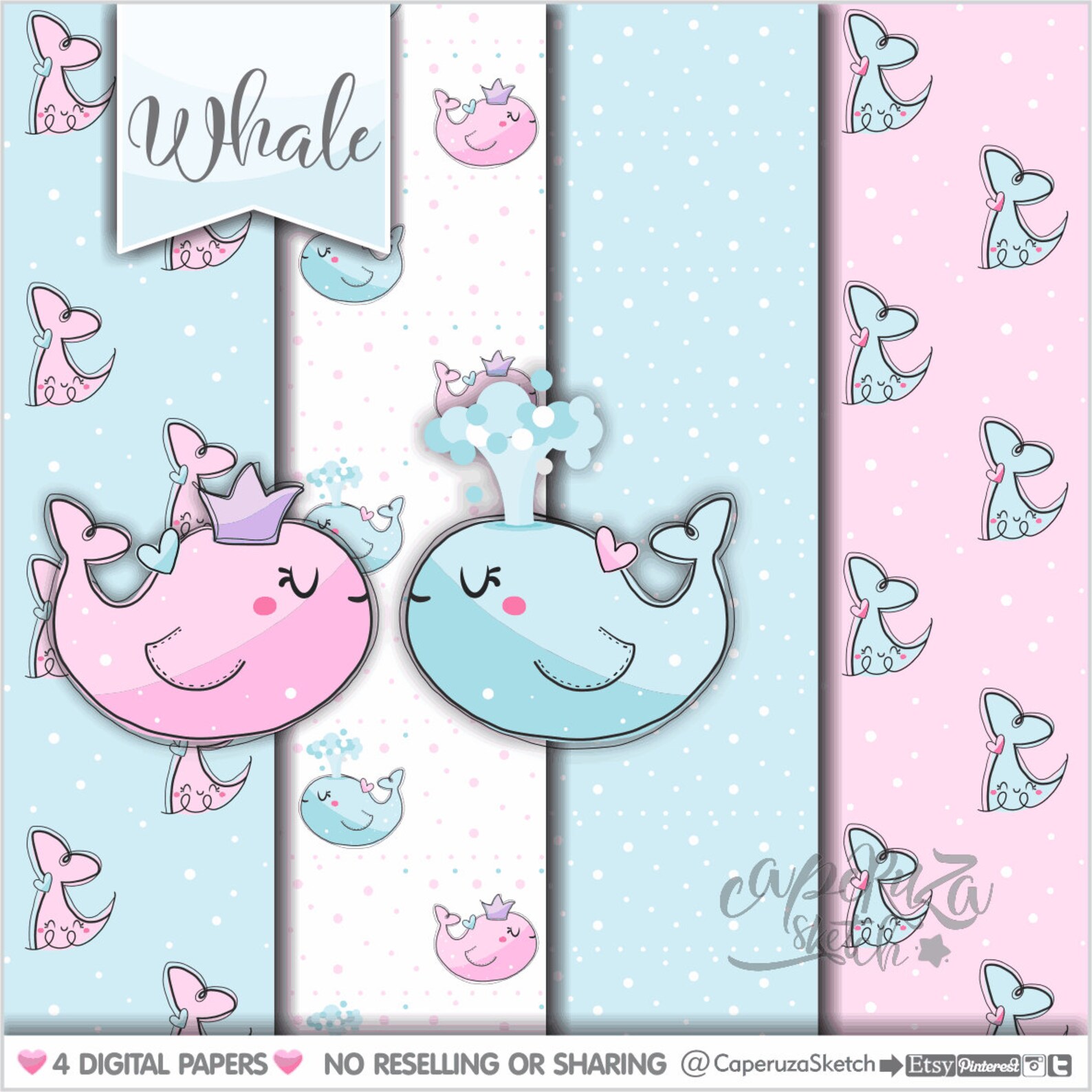 Whale Digital Paper Whale Pattern Whale Texture Digital - Etsy