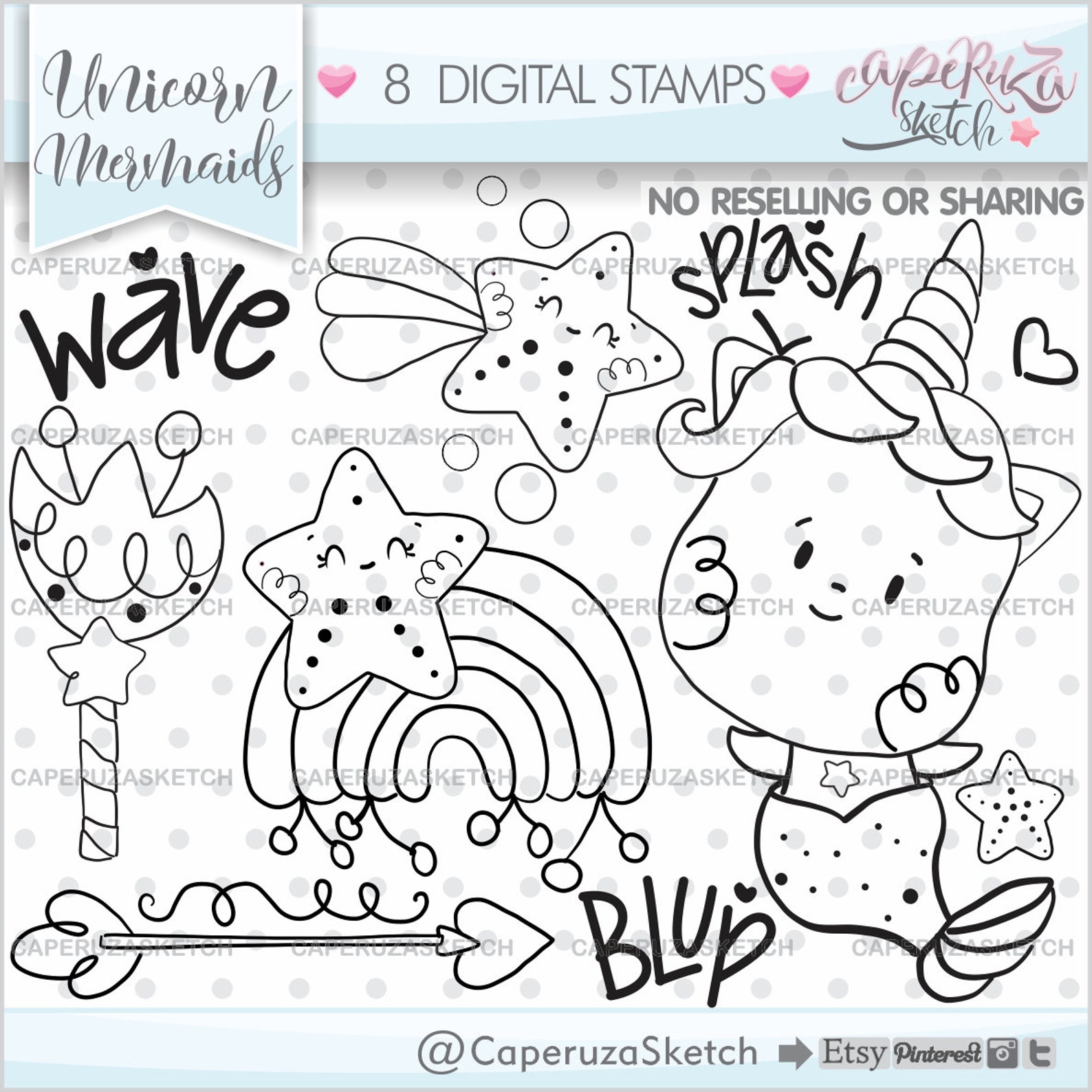 Unicorn Stamps Unicorn Digital Stamps Unicorn Images | Etsy