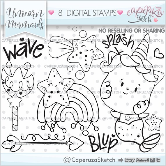 Unicorn Stamps Unicorn Digital Stamps Unicorn Images | Etsy