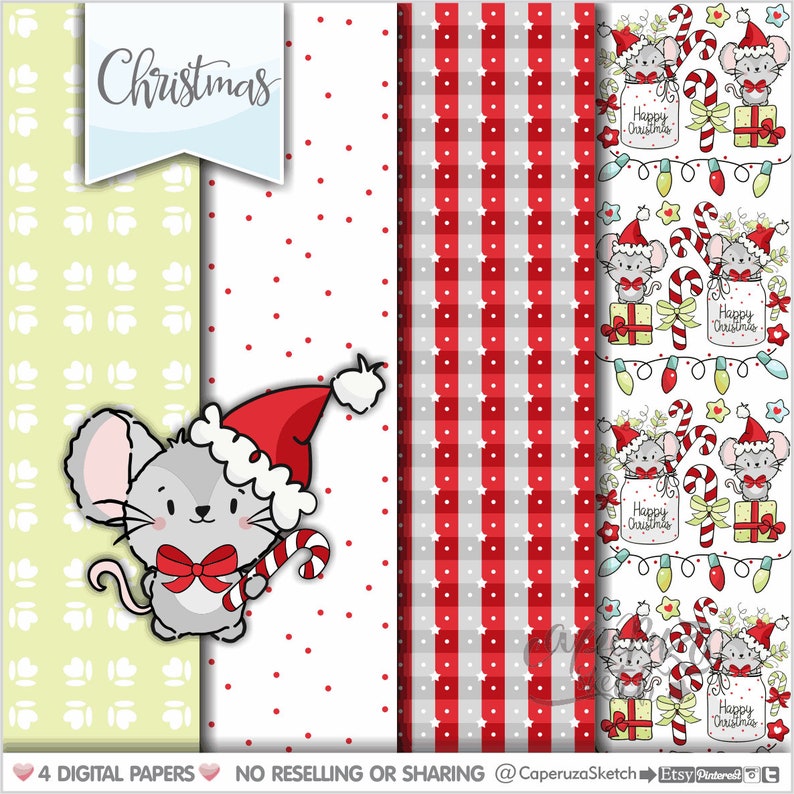 Christmas Digital Papers Christmas Pattern COMMERCIAL USE - Etsy