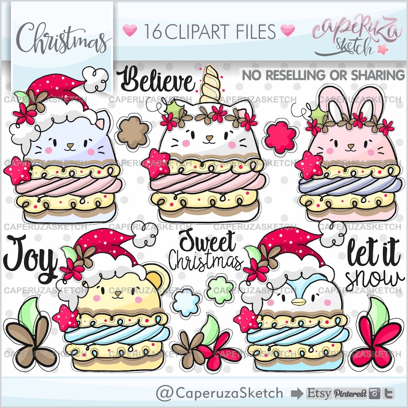 Christmas Clipart Macaron Clipart Dessert Clipart | Etsy