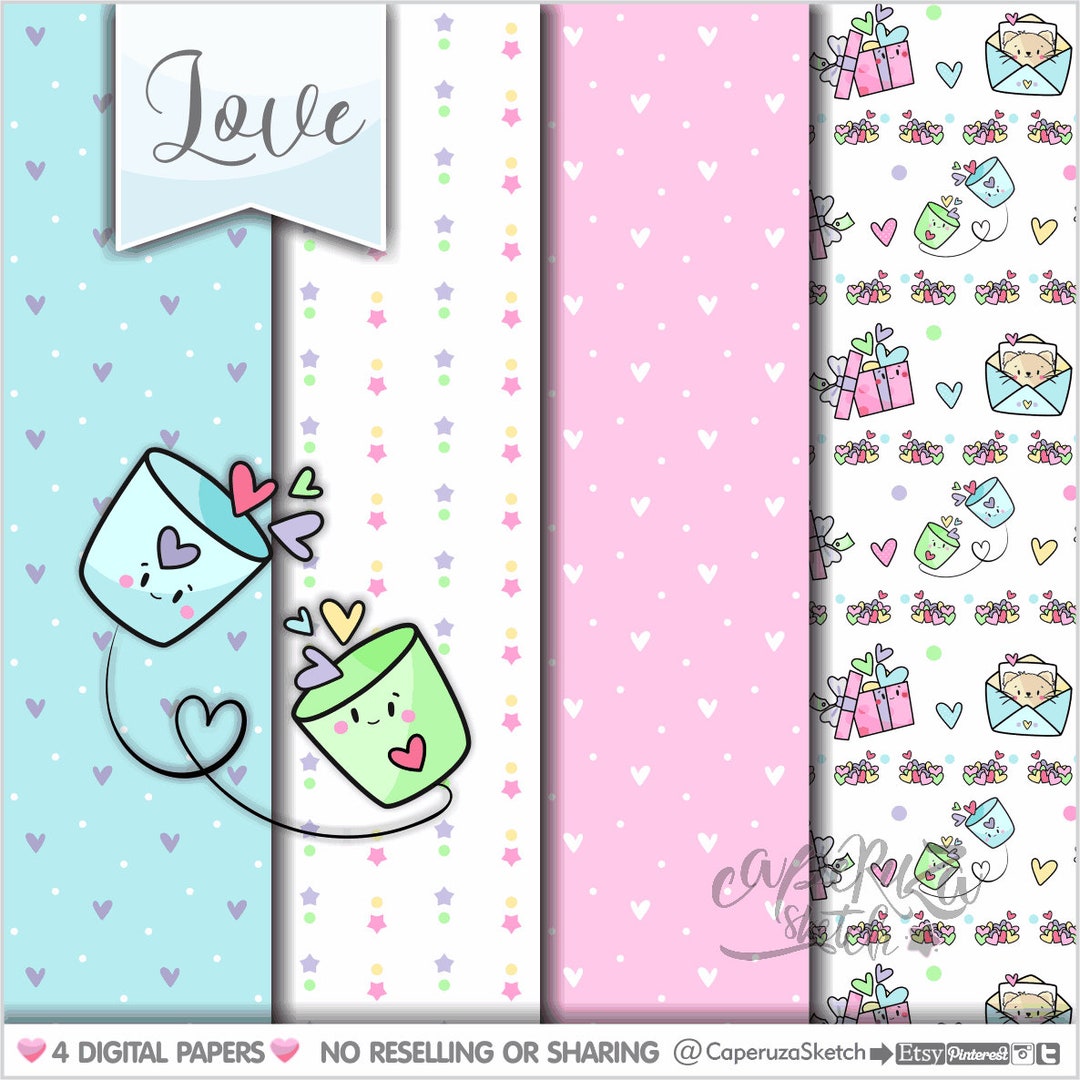 Love Digital Papers Love Patterns COMMERCIAL USE - Etsy