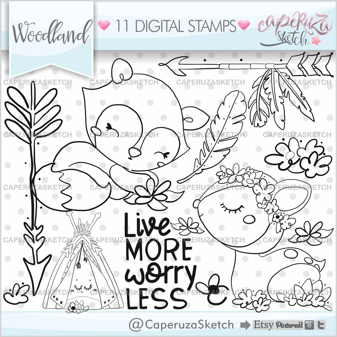 Woodland Stamps Woodland Creatures Stamps Animal Stamps - Etsy