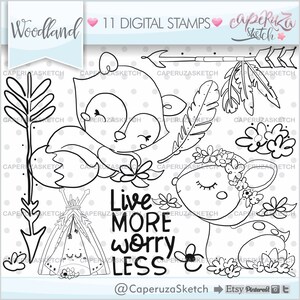 Woodland Stamps, Woodland Creatures Stamps, Animal Stamps, Digital ...