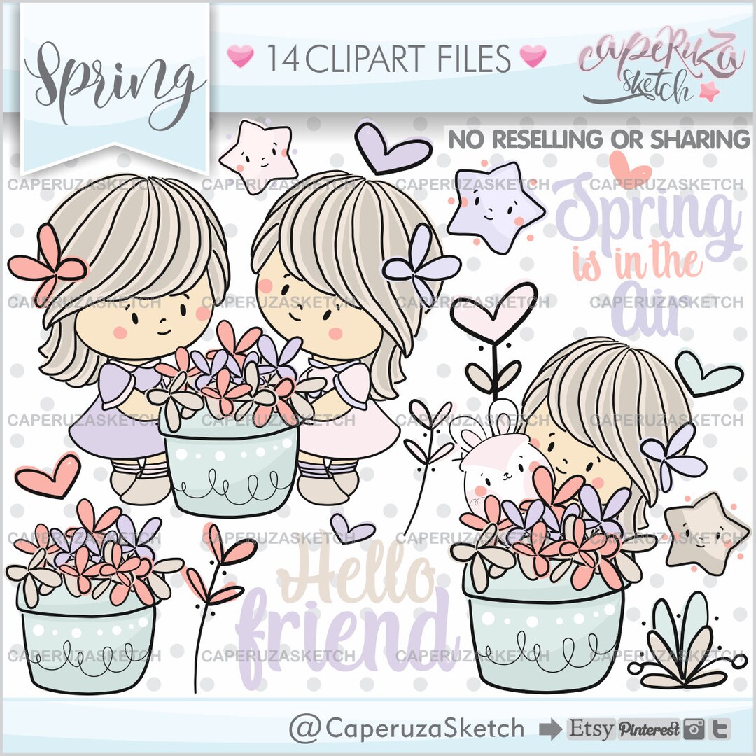 Spring Clip Art, Spring Graphics, Flower Clipart, COMMERCIAL USE ...