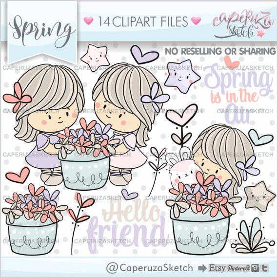 Spring Clip Art Spring Graphics Flower Clipart COMMERCIAL - Etsy