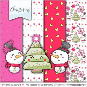 Christmas Digital Paper, Christmas Pattern, Snowman Pattern, COMMERCIAL ...