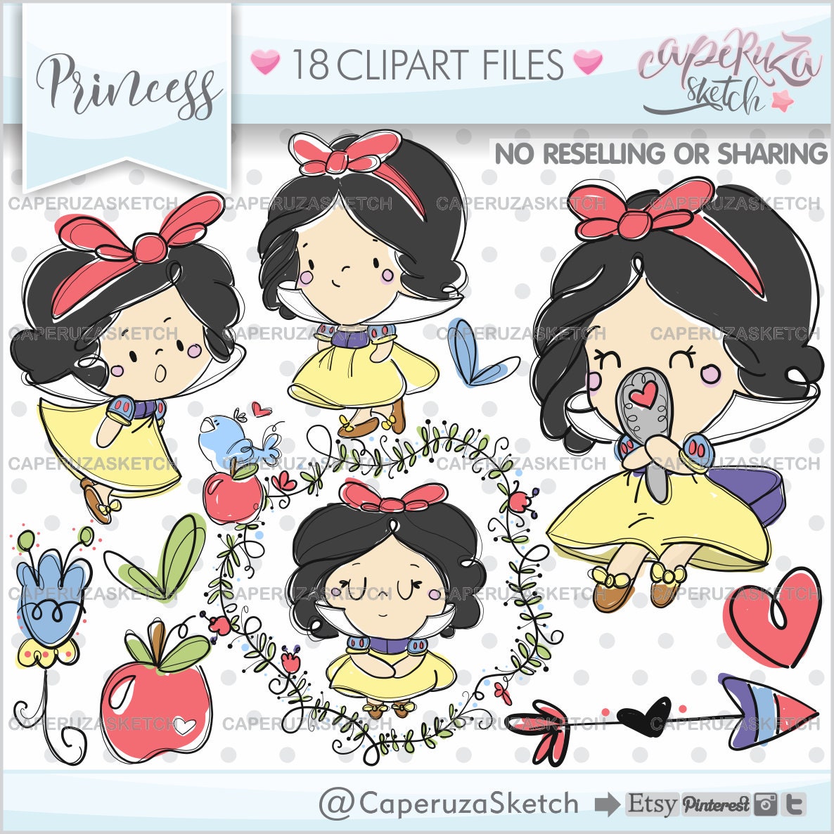Princess Clip Art COMMERCIAL USE Lamp Clipart Princesses | Etsy