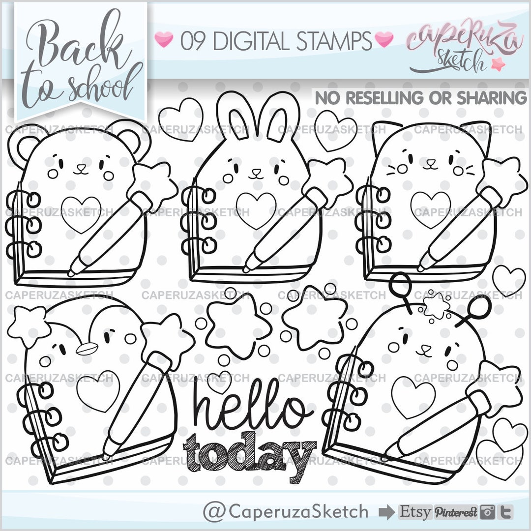 School Stamps, School Supplies Stamps, COMMERCIAL USE, School Digital ...