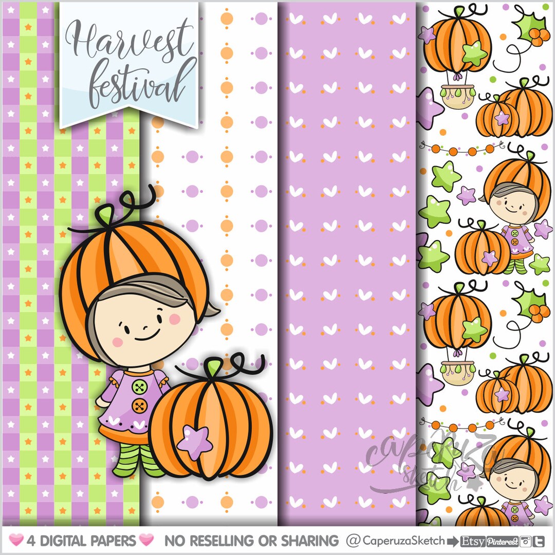 Autumn Digital Papers, Autumn Pattern, COMMERCIAL USE, Harvest Festival ...