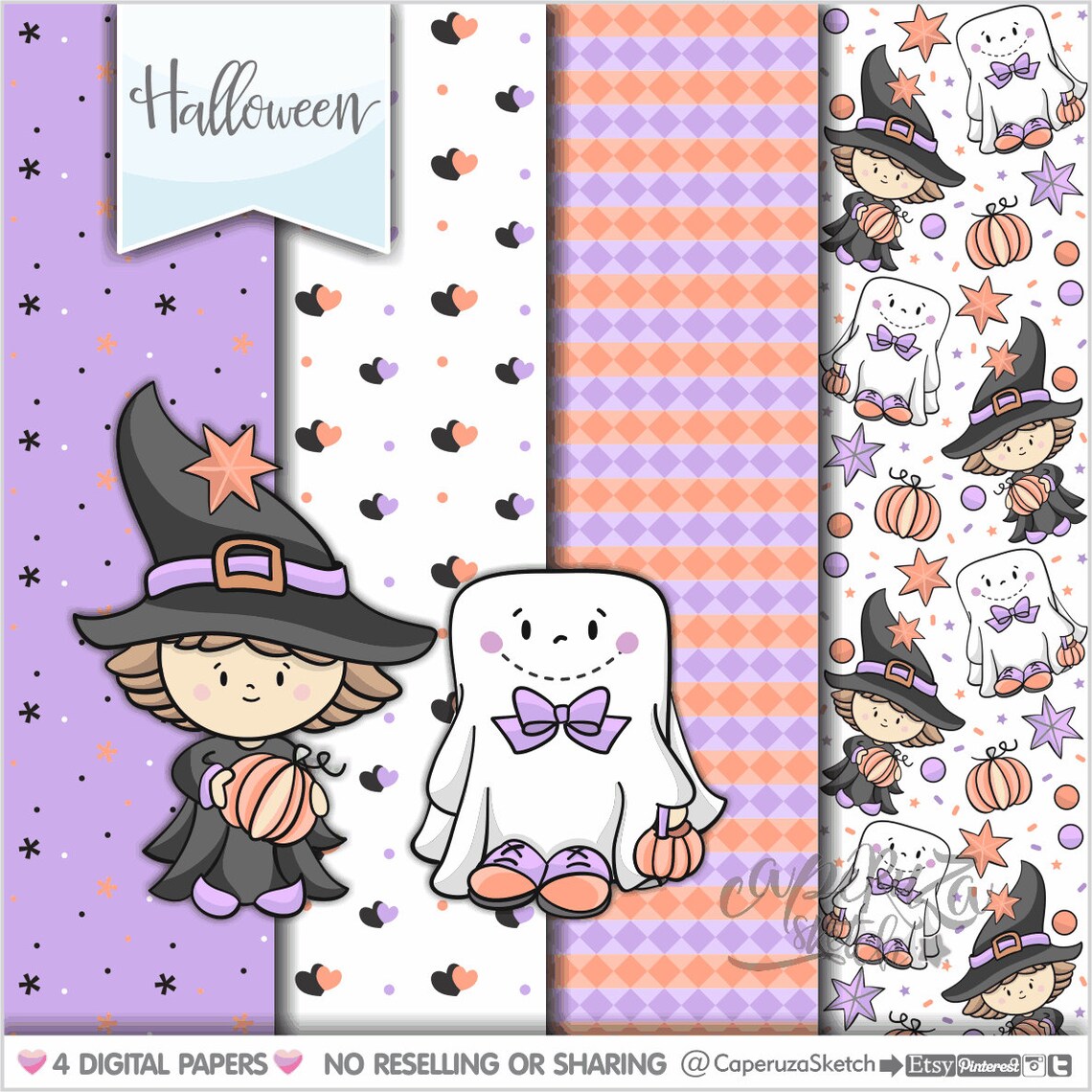 Halloween Digital Paper Witch Digital Paper Halloween Decor | Etsy