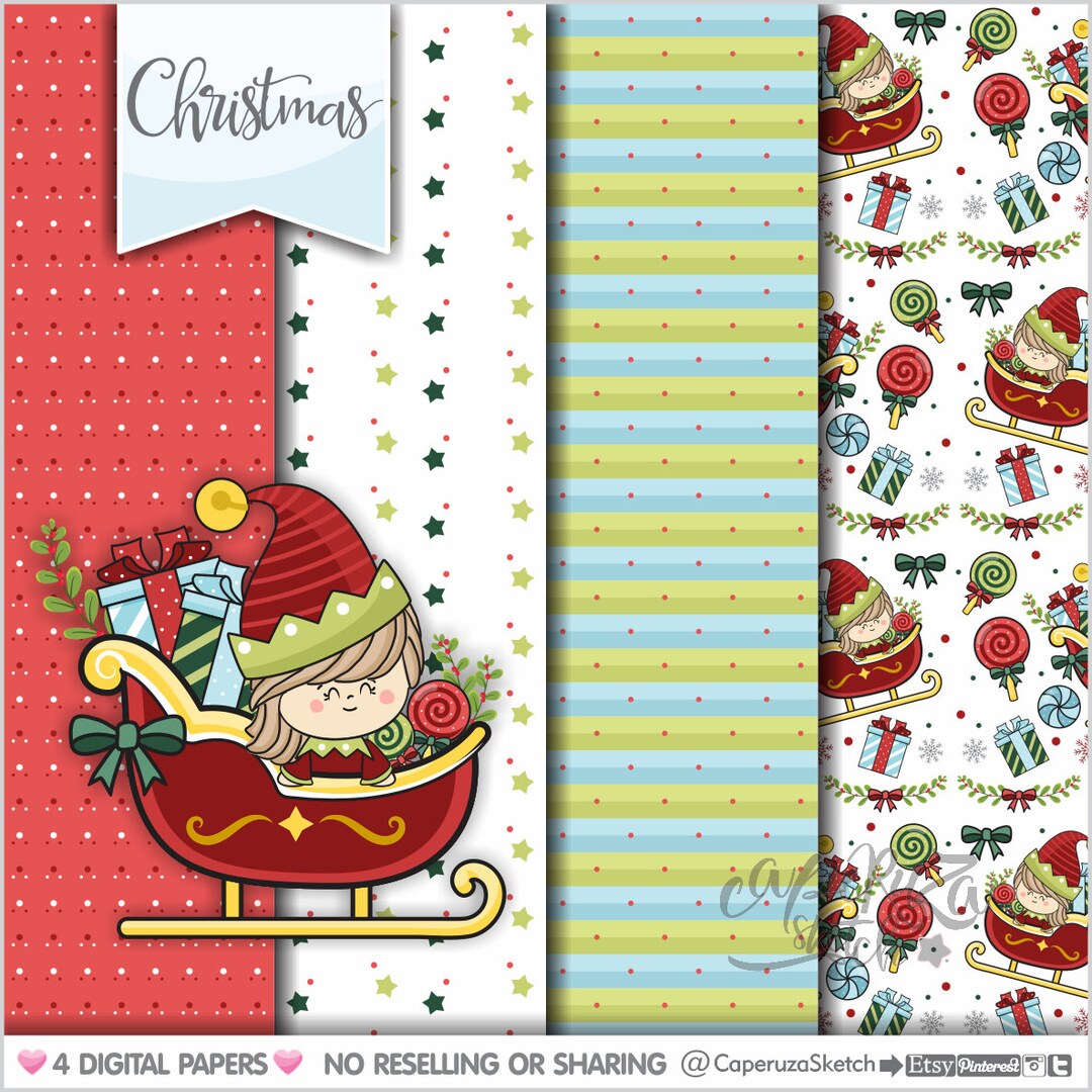 Christmas Digital Papers, Christmas Patterns, COMMERCIAL USE, Christmas ...
