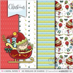Christmas Digital Papers, Christmas Patterns, COMMERCIAL USE, Christmas ...