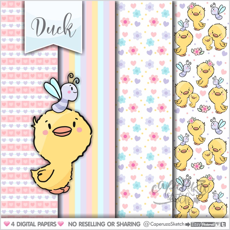 Duck Pattern Duck Digital Paper COMMERCIAL USE Family Etsy