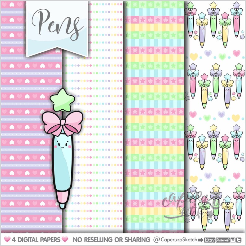 School Digital Paper School Supplies COMMERCIAL USE Planner | Etsy