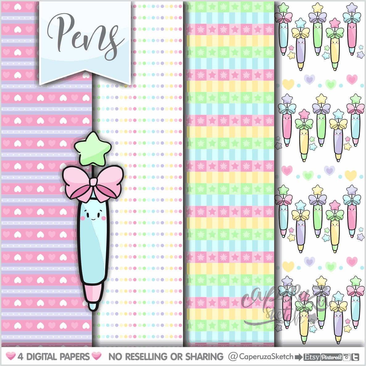 School Digital Paper School Supplies COMMERCIAL USE Planner | Etsy