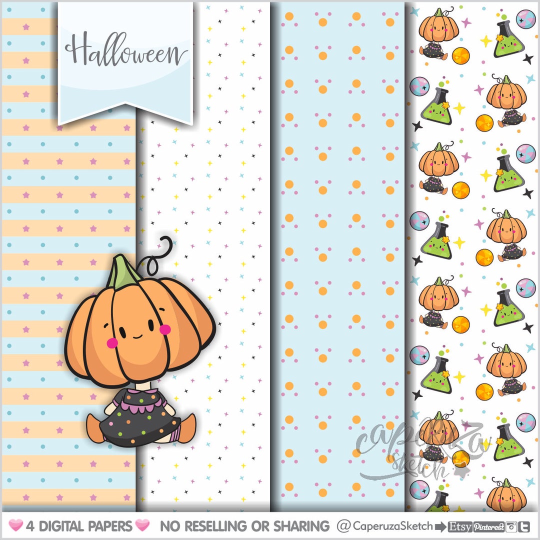 Halloween Digital Papers, Halloween Patterns, COMMERCIAL USE, Pumpkin ...