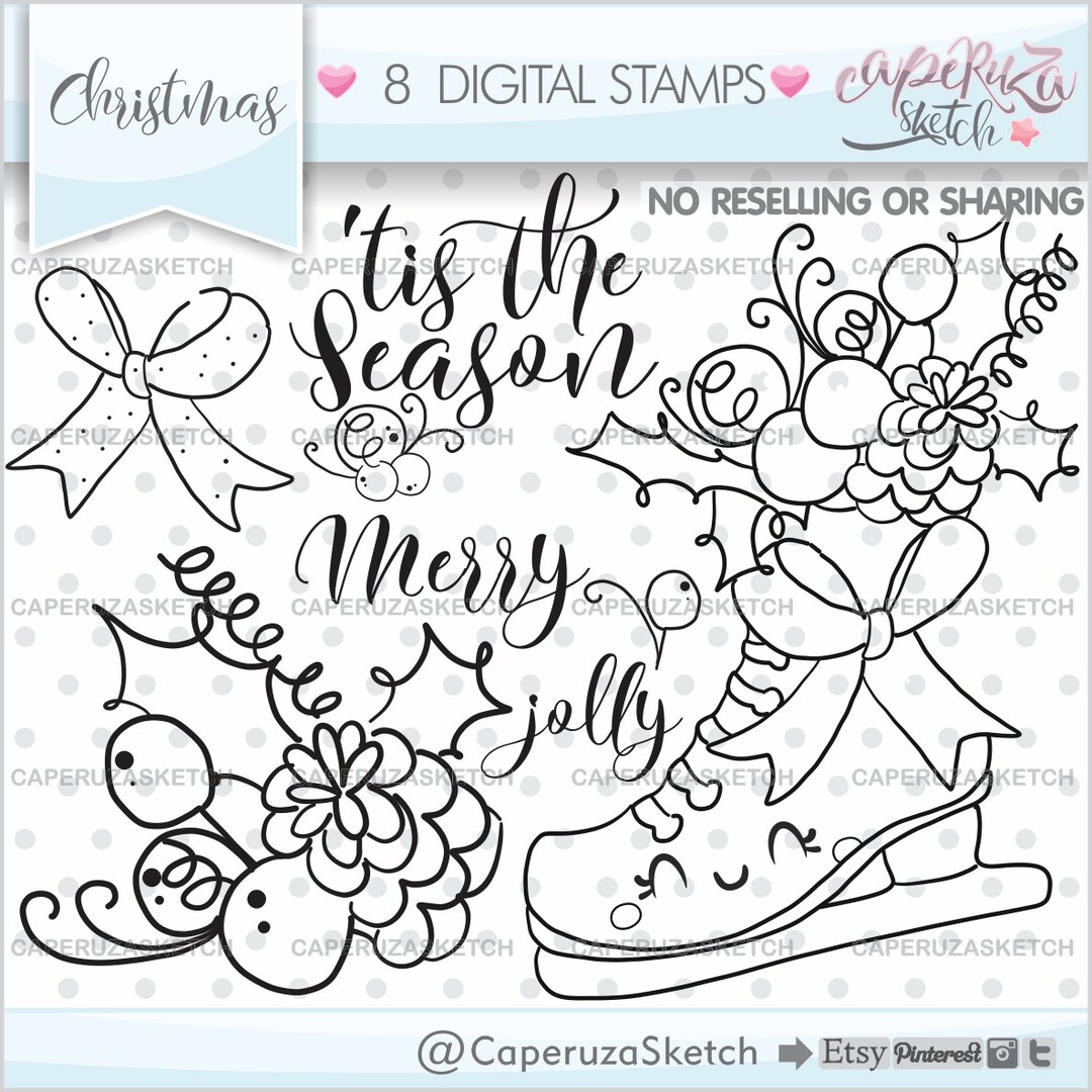 Christmas Stamps, Christmas Ice Skate Stamps, Ice Skate Stamp ...