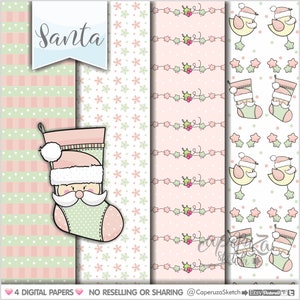 Christmas Digital Paper, Winter Digital Paper, Santa Digital Paper ...
