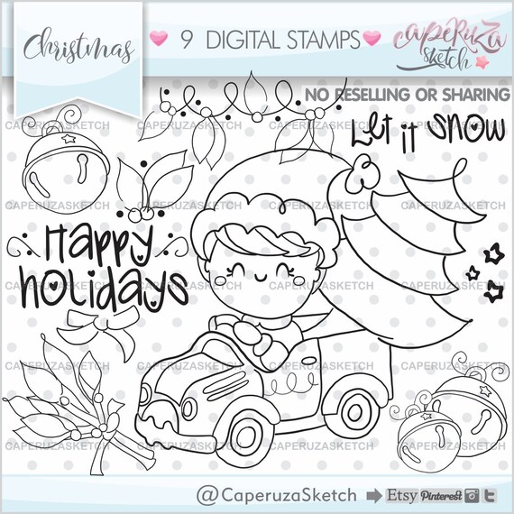 Christmas Stamp Christmas Digital Stamps Christmas Party | Etsy