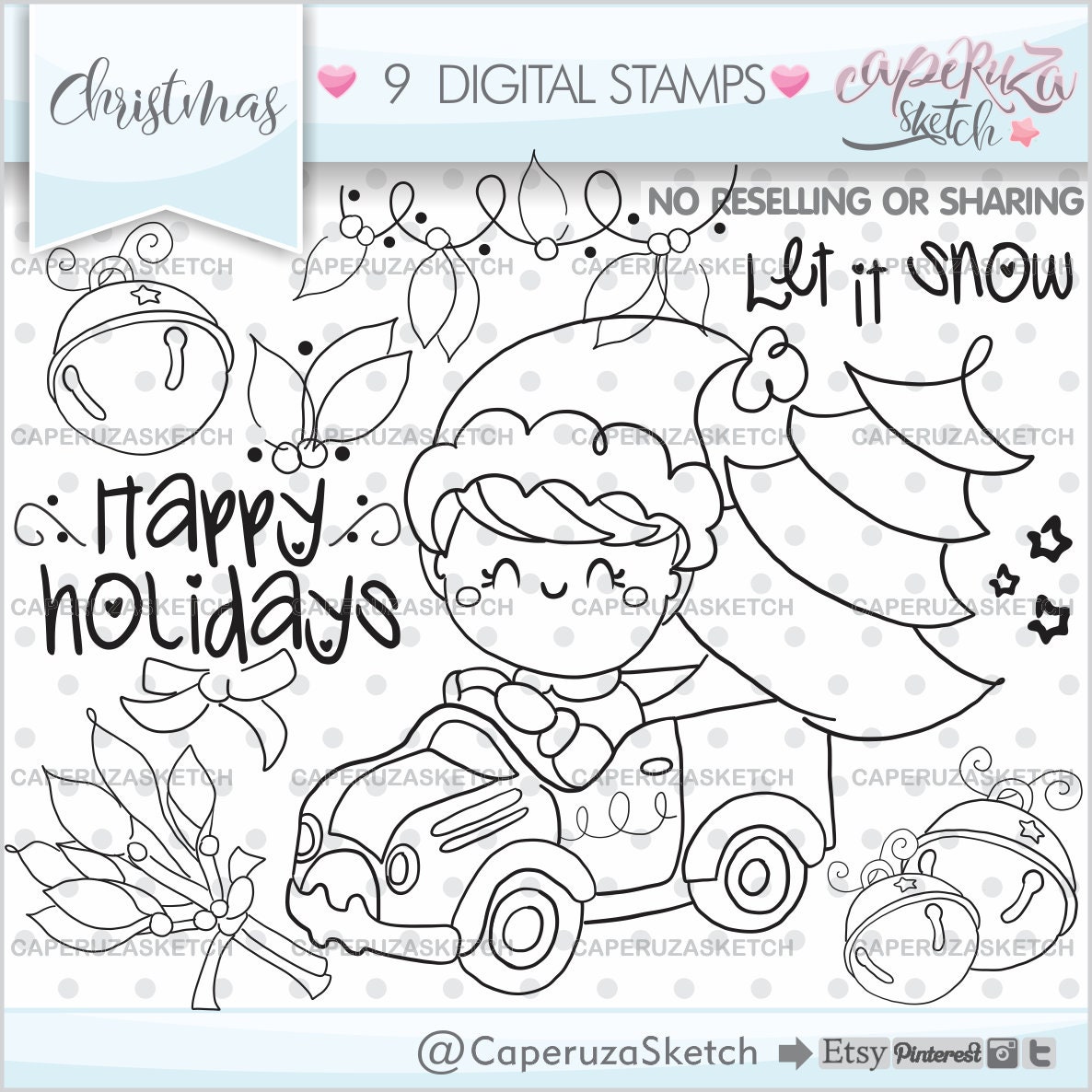 Christmas Stamp Christmas Digital Stamps Christmas Party | Etsy