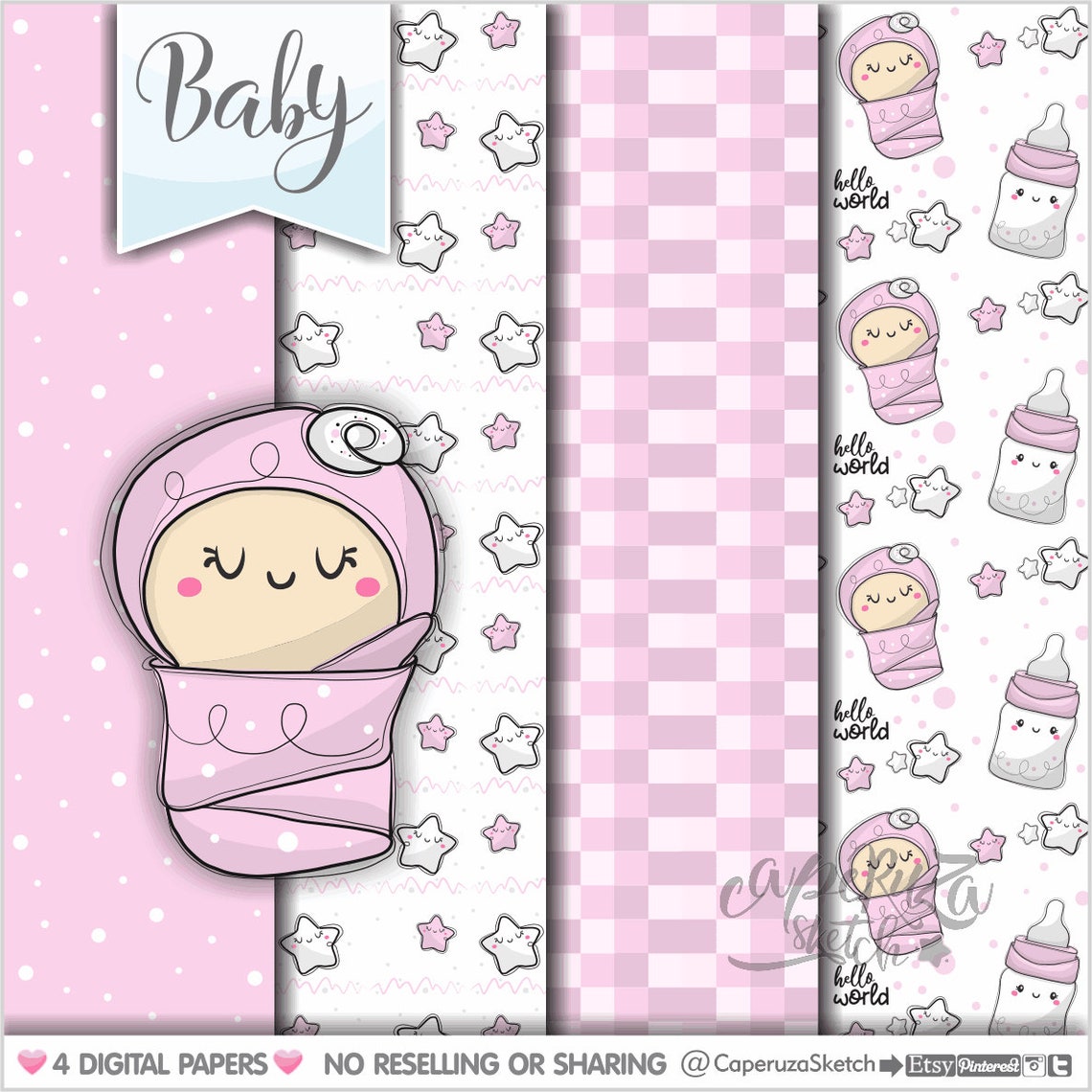 Baby Digital Paper Baby Pattern Baby Girl Pattern - Etsy UK