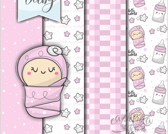 Baby Digital Paper, COMMERCIAL USE, Baby Pattern, Printable Paper, Baby ...
