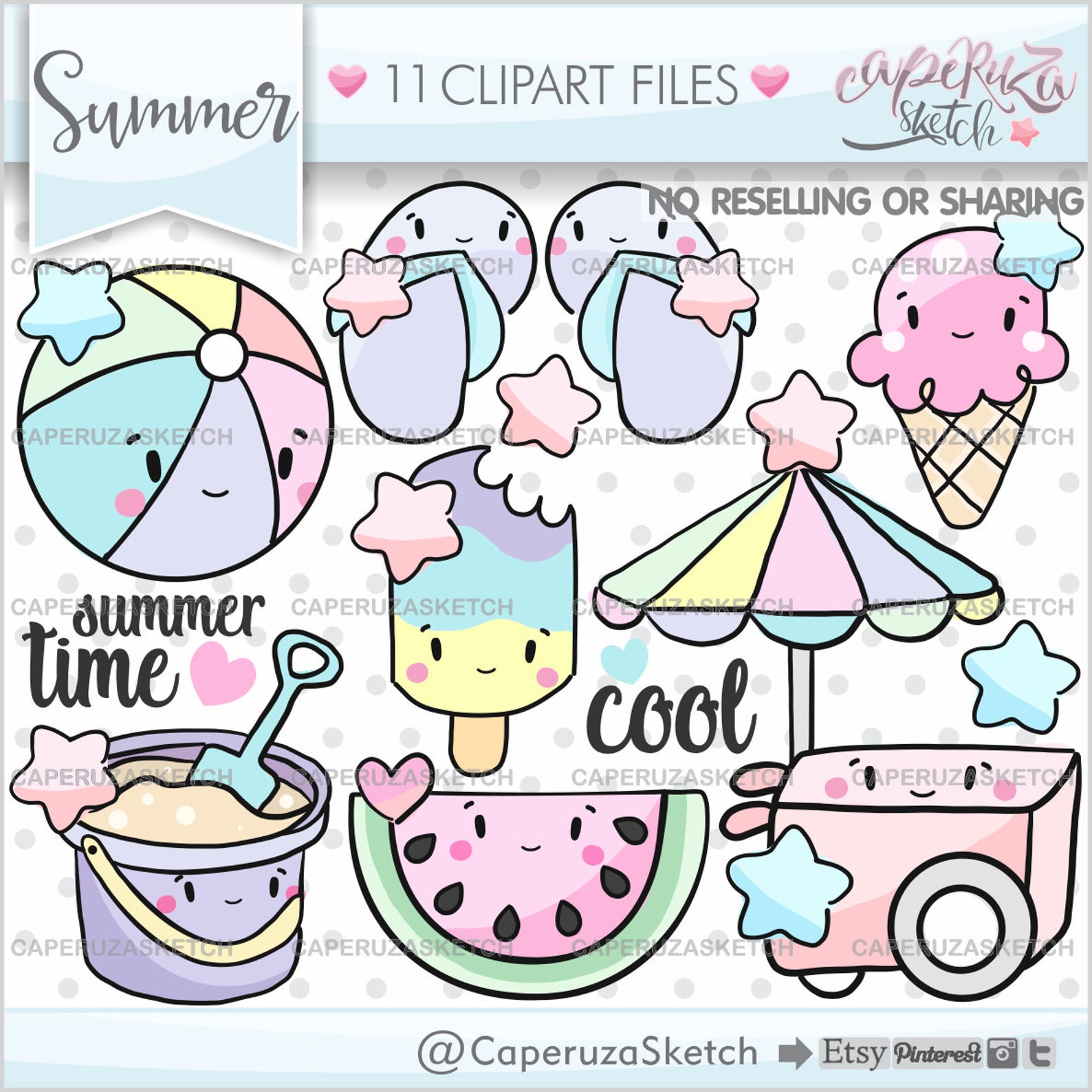 Summer Clipart Summer Graphics Beach Clipart COMMERCIAL - Etsy