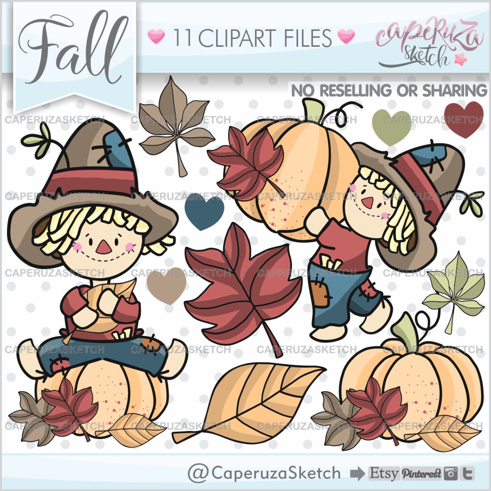 Autumn Clipart Fall Clipart COMMERCIAL USE Scarecrow | Etsy