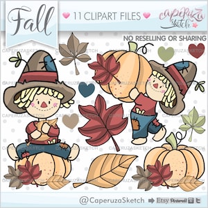 Autumn Clipart, Fall Clipart, COMMERCIAL USE, Scarecrow Clipart ...
