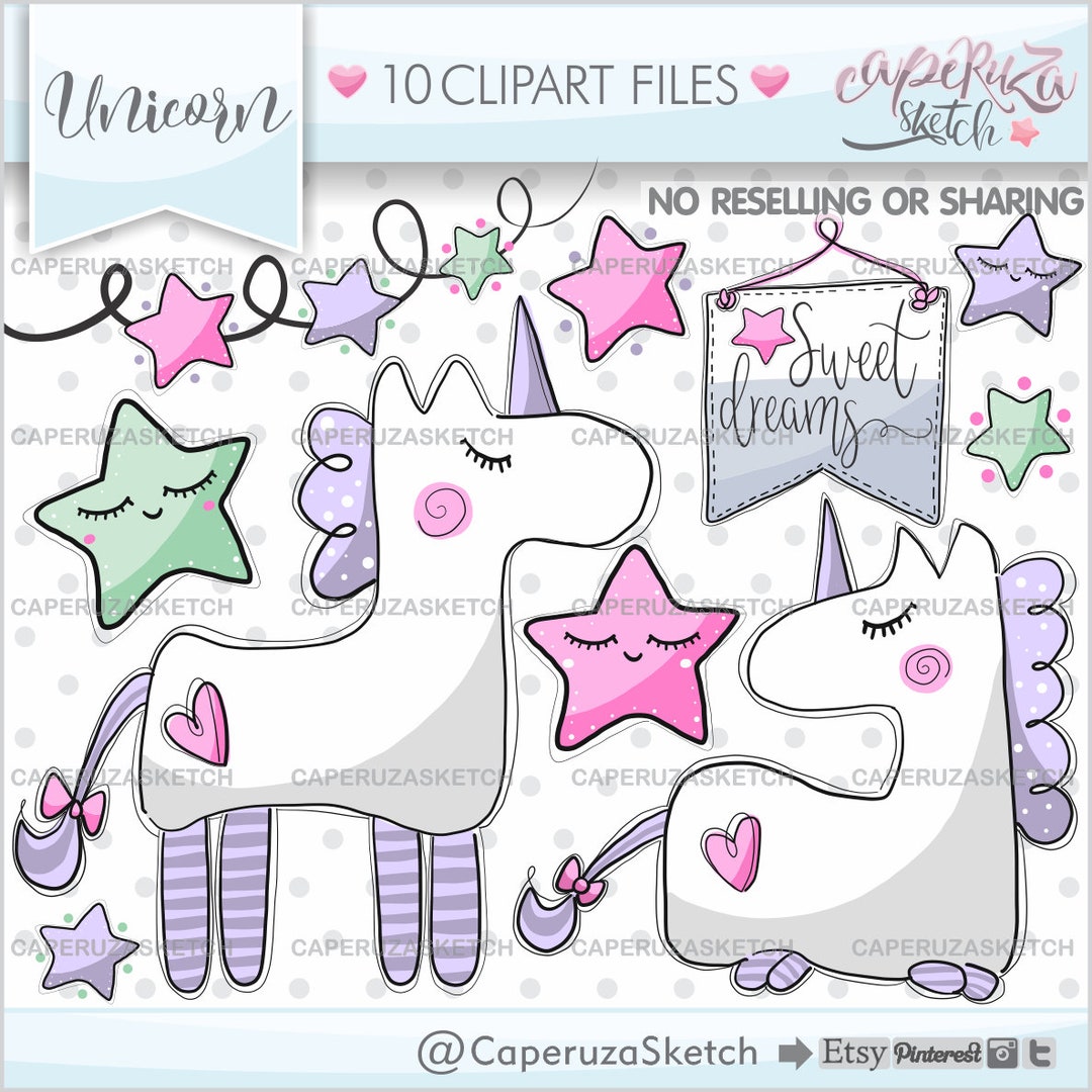 Unicorn Clip Art, Unicorn Graphic, COMMERCIAL USE, Unicorn Image, Sweet ...
