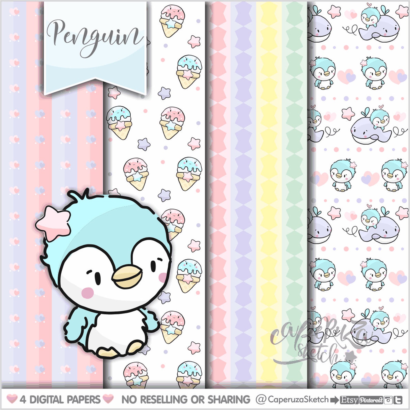 Penguin Pattern Penguin Digital Paper Animal Pattern | Etsy