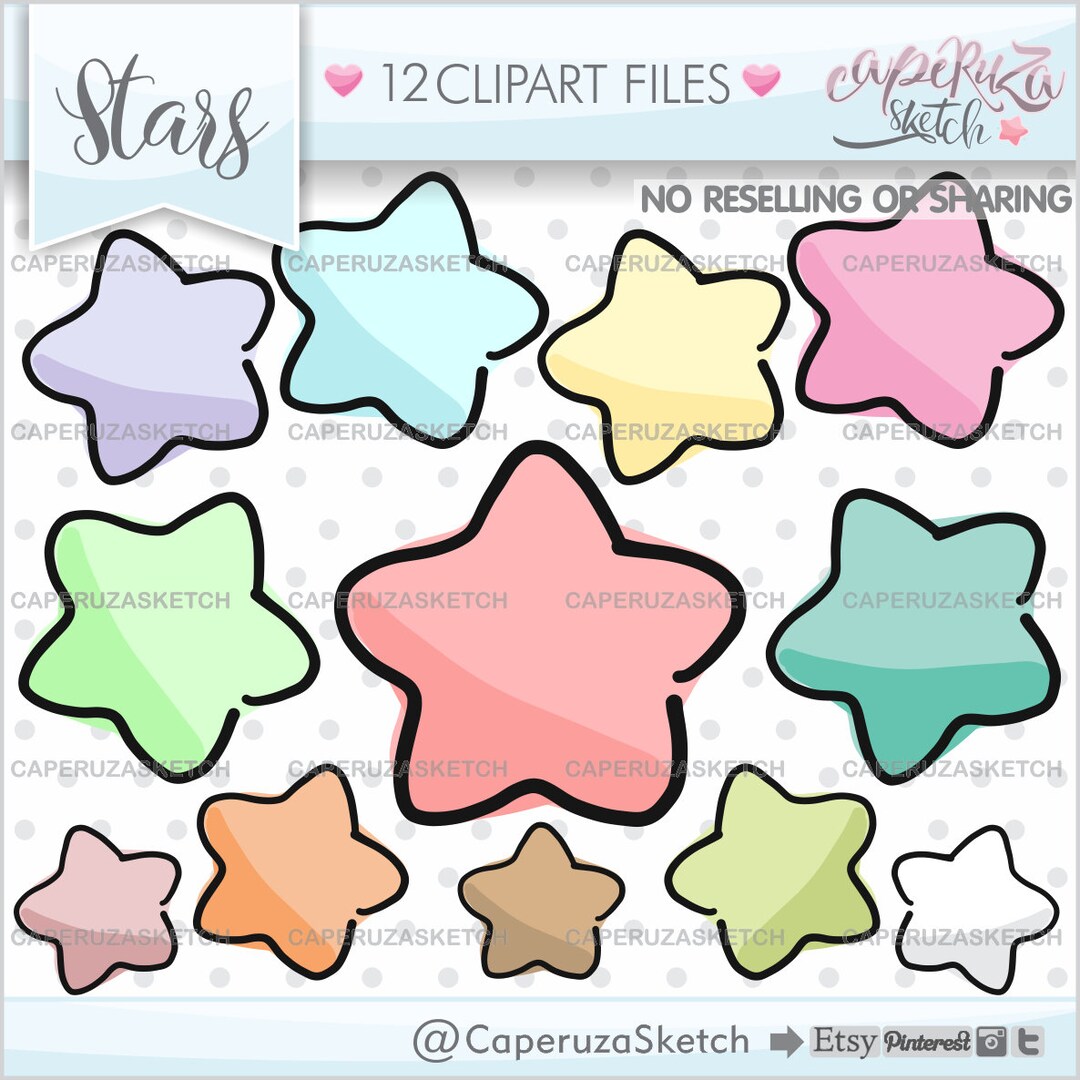 Stars Clip Art, Star Graphics, COMMERCIAL USE, Star Clipart, Star ...