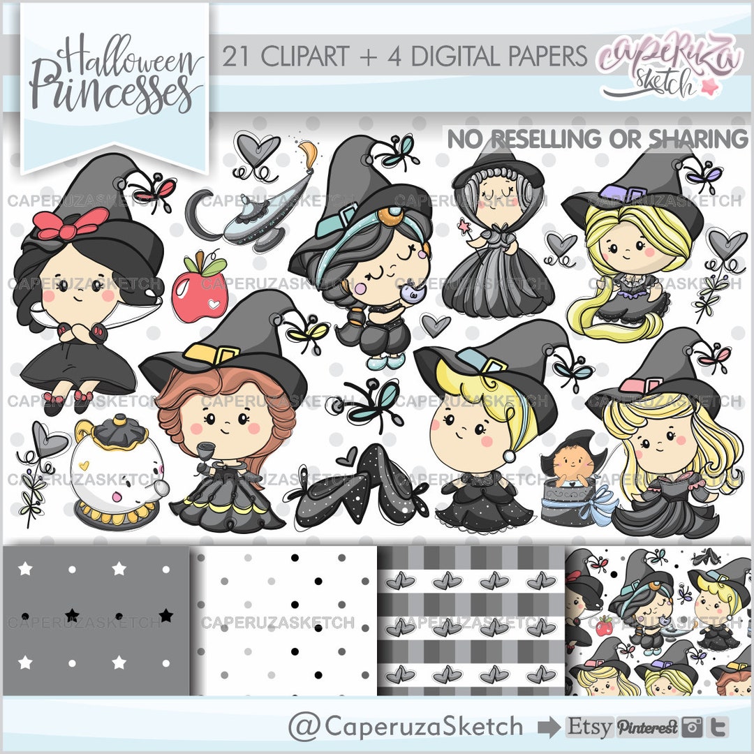 Halloween Clipart, Halloween Graphics, COMMERCIAL USE, Princess Clipart ...