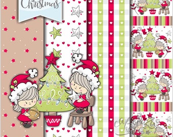 Christmas Digital Paper COMMERCIAL USE Christmas Pattern - Etsy