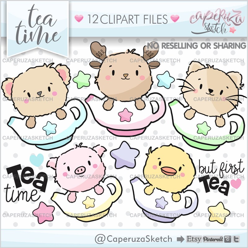 Tea Time Clipart - Etsy