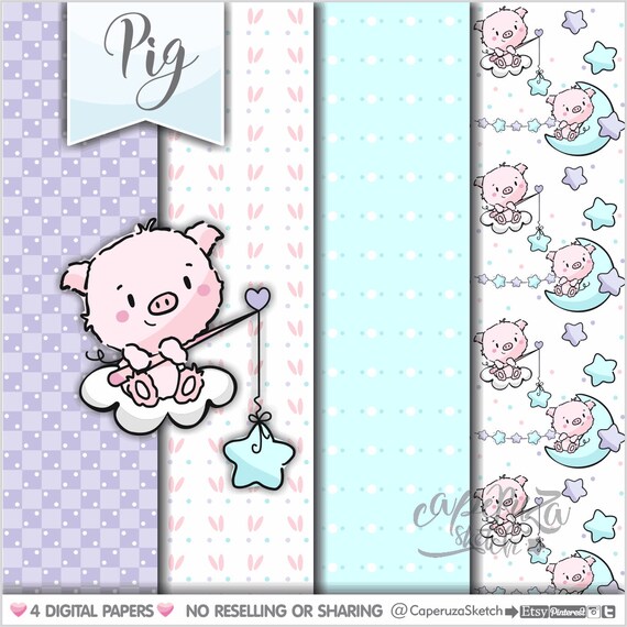 Pig Digital Paper Pig Pattern COMMERCIAL USE Night Digital - Etsy