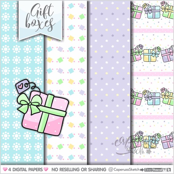 Birthday Digital Paper Gift Boxes Digital Paper COMMERCIAL - Etsy