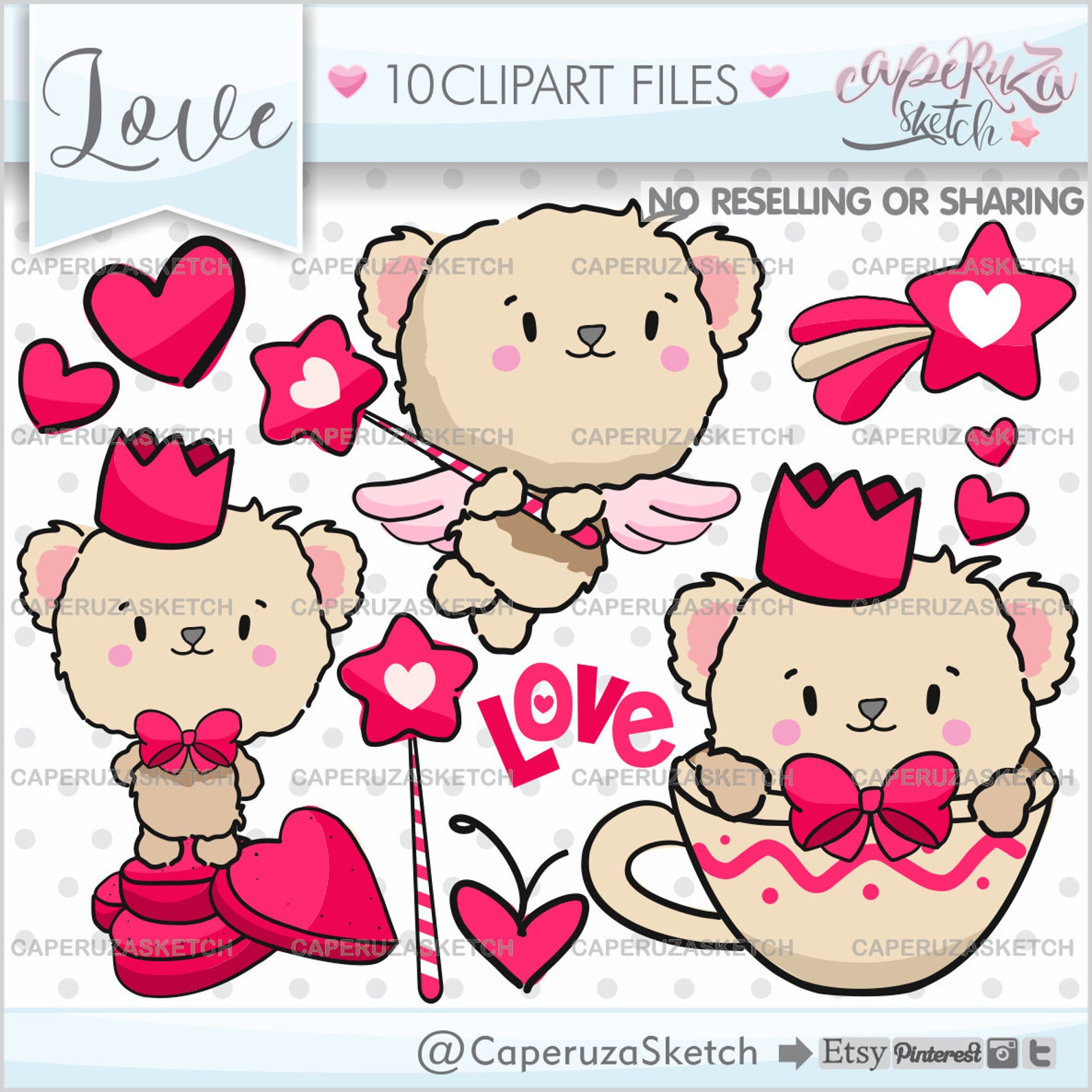 Love Clip Art Bear Clipart COMMERCIAL USE Valentines Day - Etsy