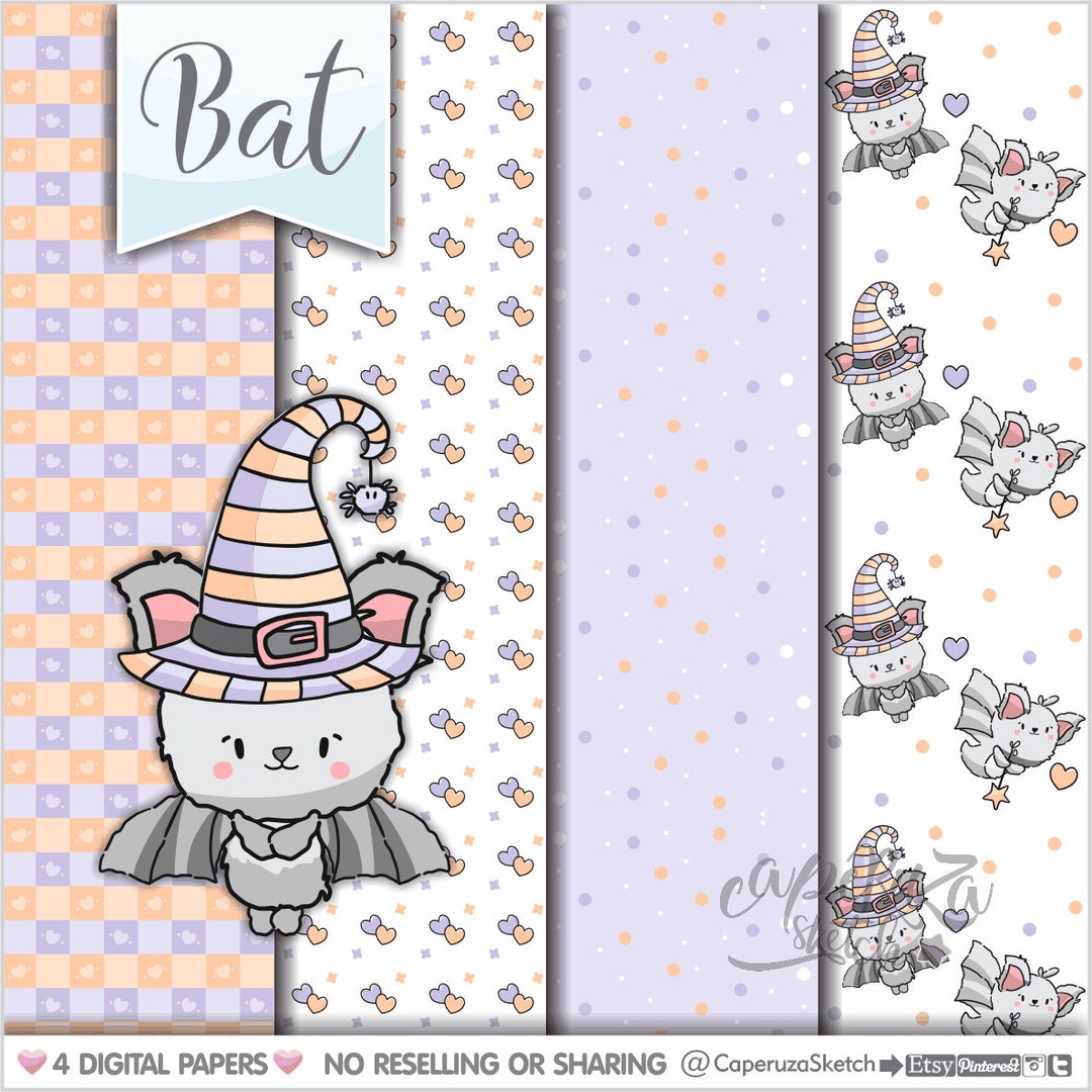 Halloween Digital Paper Bat Digital Paper Halloween Decor - Etsy