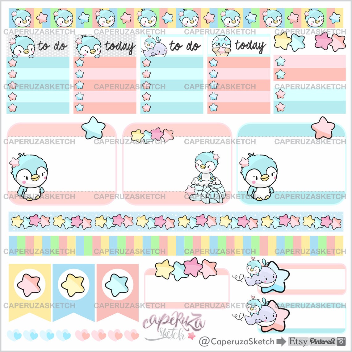 Penguin Clipart Flags Clipart COMMERCIAL USE Badges | Etsy