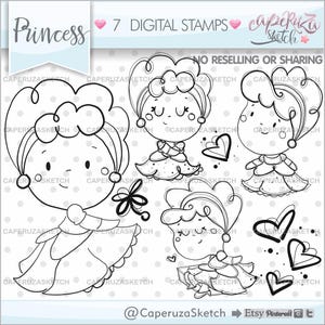 Princess Clipart, Princess Graphics, COMMERCIAL USE, Handrawn Clipart ...