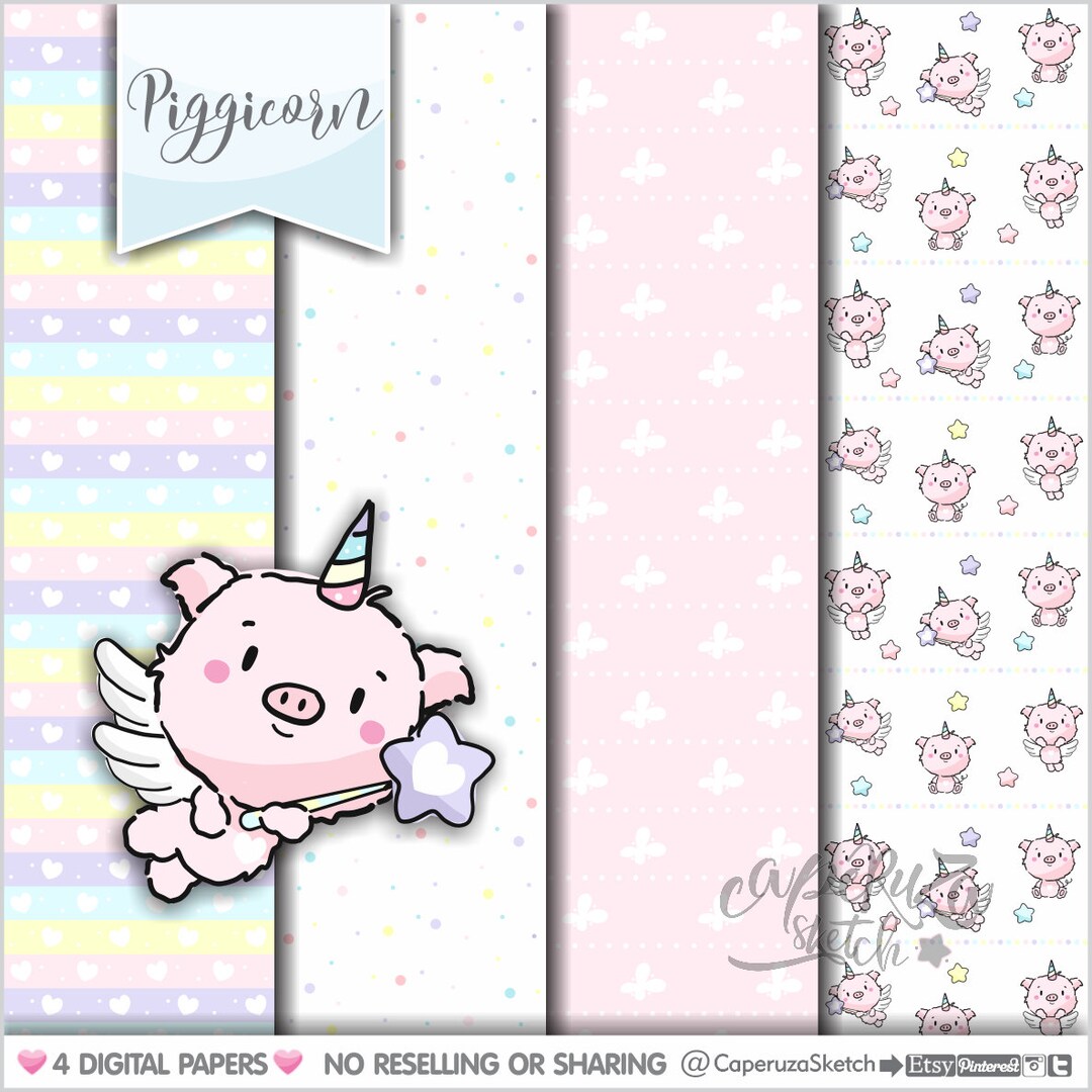 Pig Digital Paper, Pig Patter, COMMERCIAL USE, Printable Paper, Animal ...