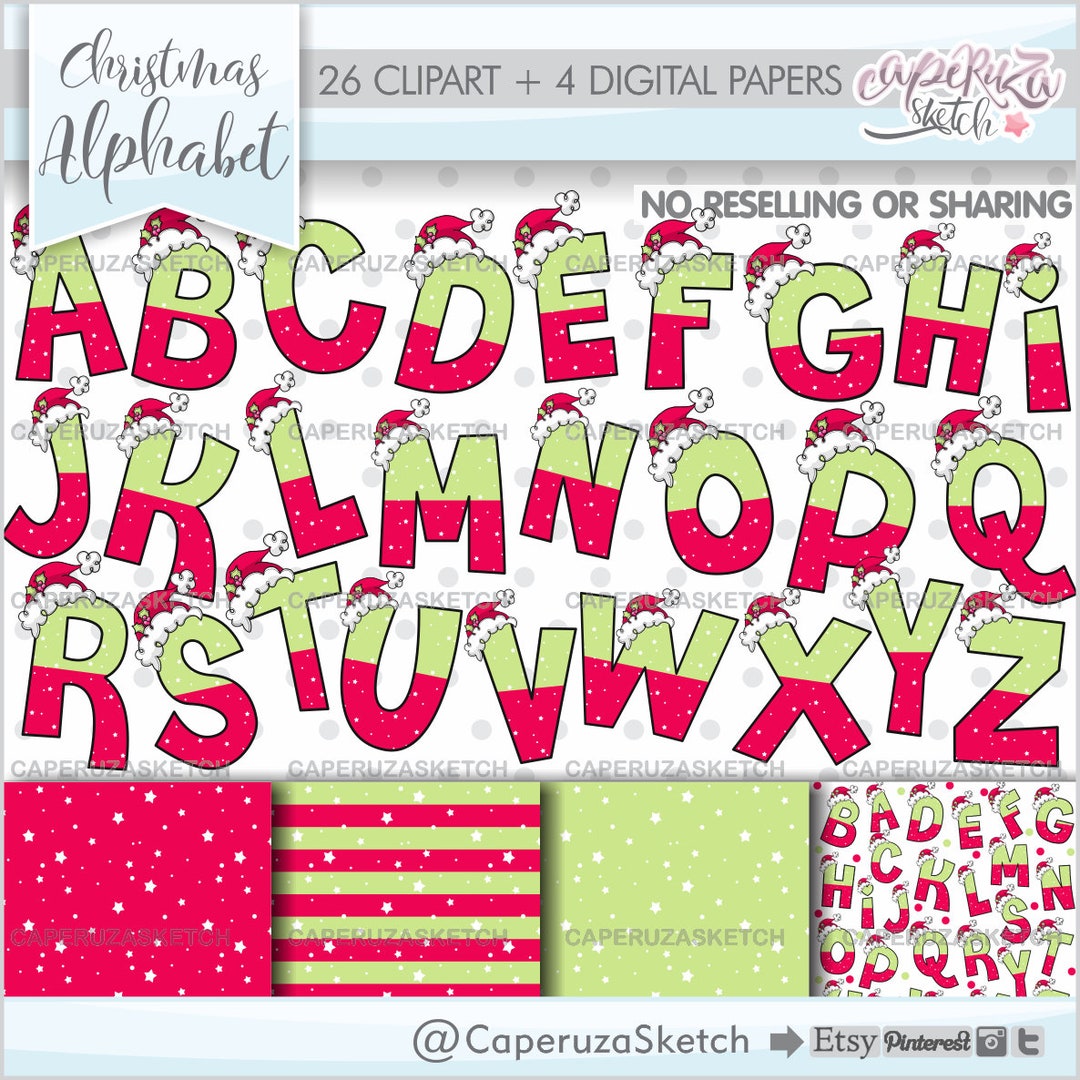 Christmas Alphabet Clipart, Alphabet PNG, Alphabet Letters Clipart ...