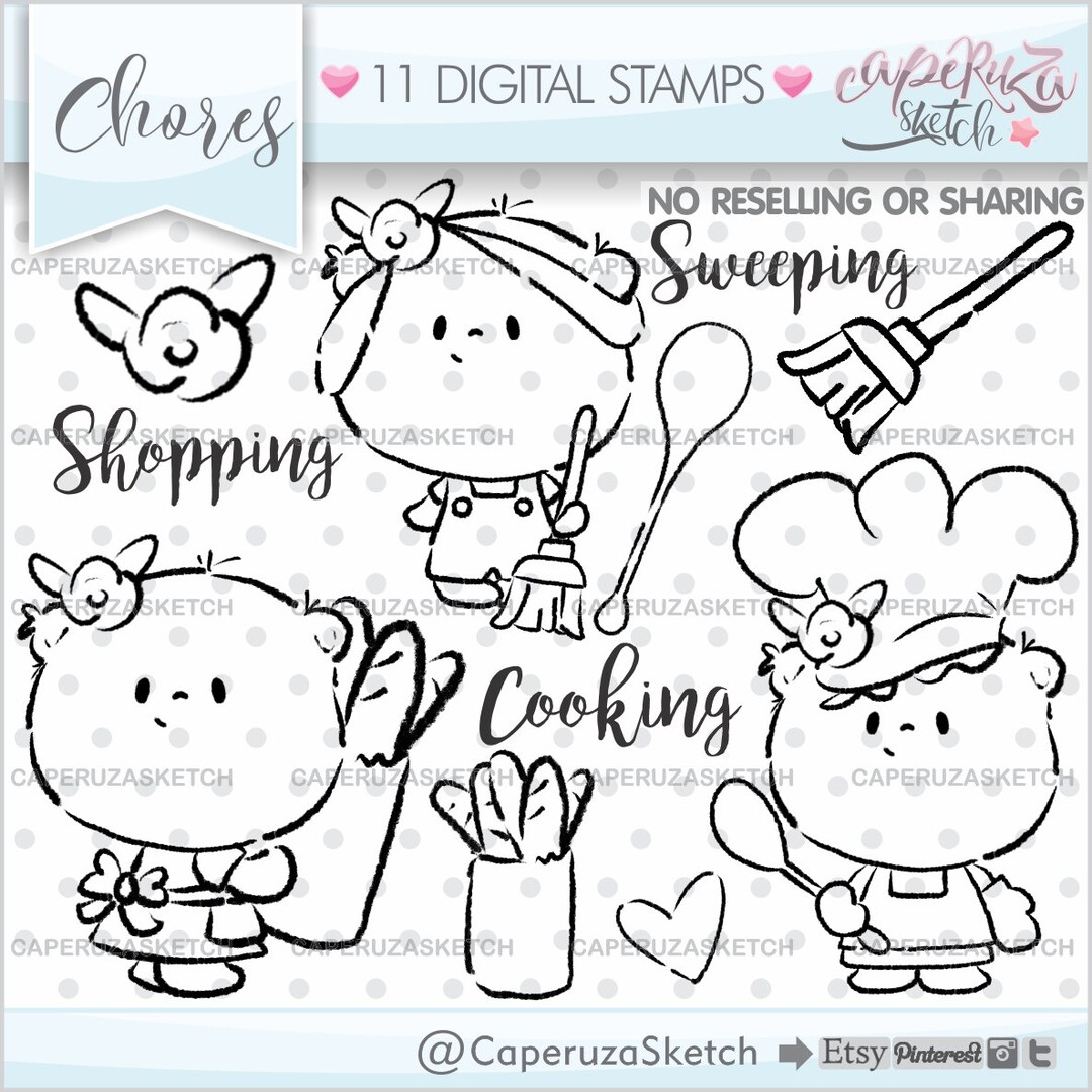 Chef Stamps, Chore Stamps, Clean up Stamps, COMMERCIAL USE ...