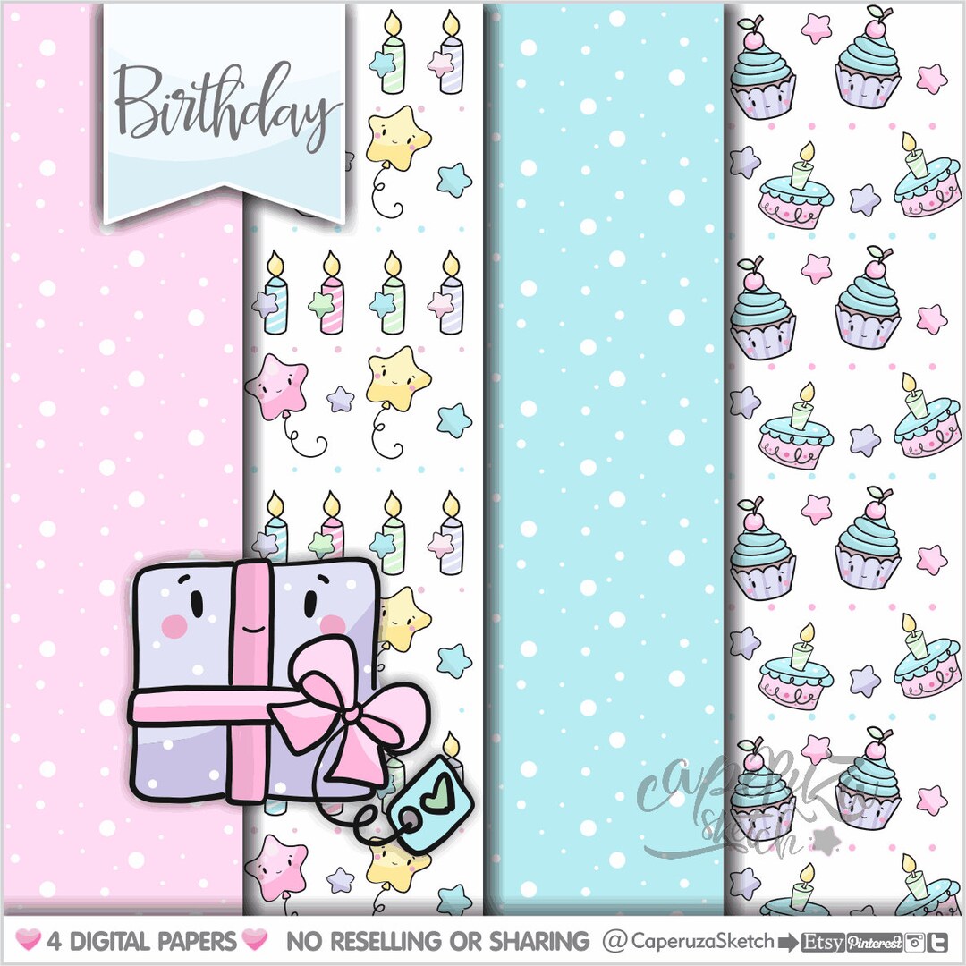 Birthday Digital Paper, Birthday Pattern, Happy Birthday Pattern ...