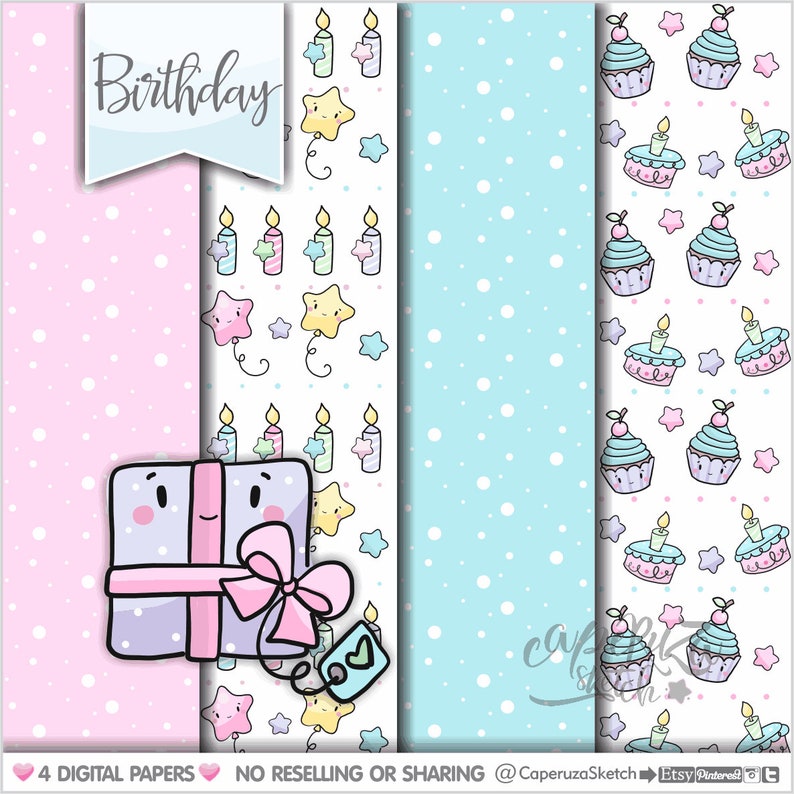 Birthday Digital Paper Birthday Pattern Happy Birthday - Etsy