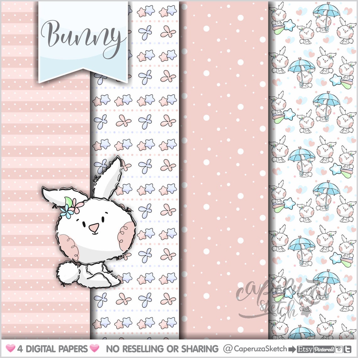 Bunny Digital Papers Bunny Digital Pattern COMMERCIAL USE - Etsy