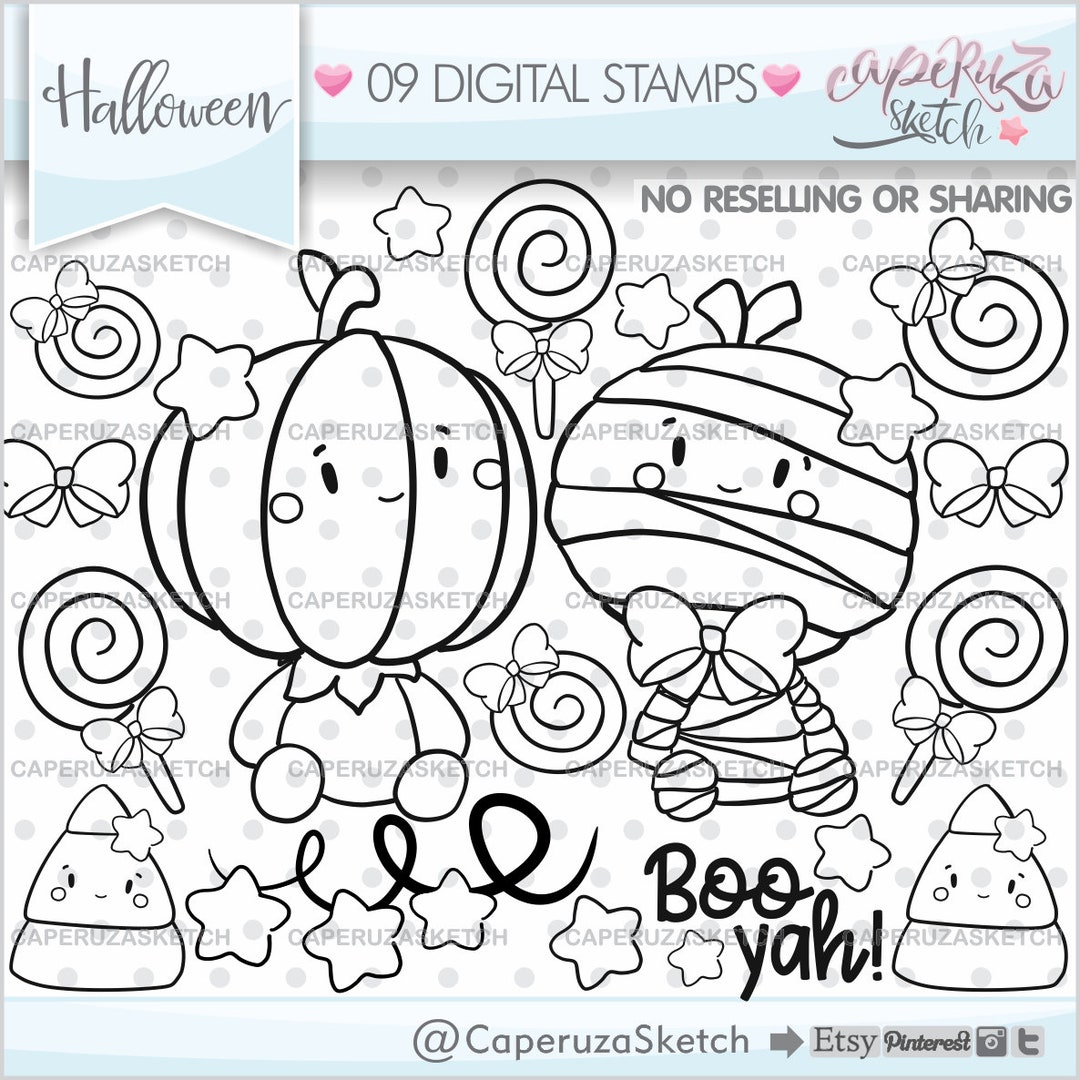 Halloween Stamps, Halloween Digistamps, Pumpkin Stamps, COMMERCIAL USE ...